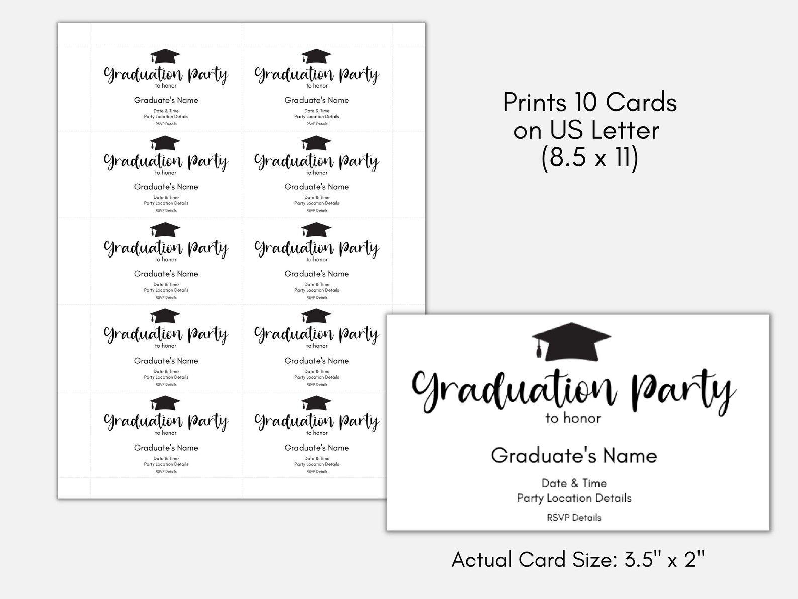 Printable Graduation Insert Card, Graduation Party Insert, Graduation ...