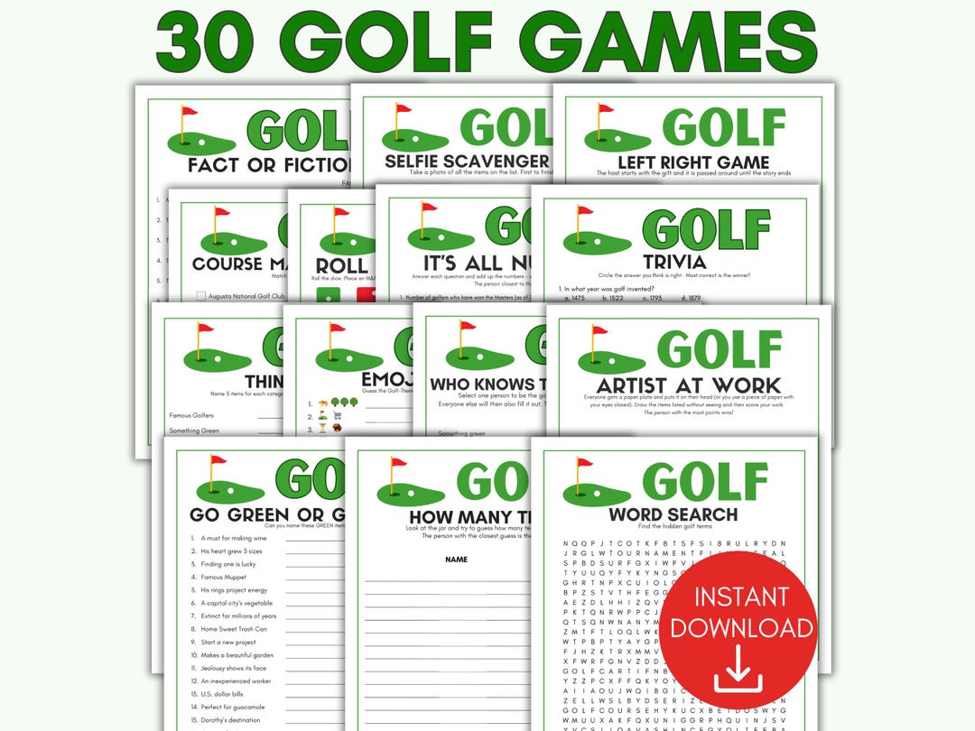 Golf Games Bundle, Golf Party Games, Golf Birthday Party Games, Golf ...