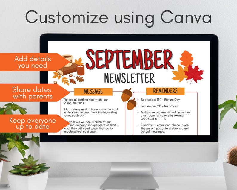 Back to School Newsletter Template, Back to School September Classroom ...