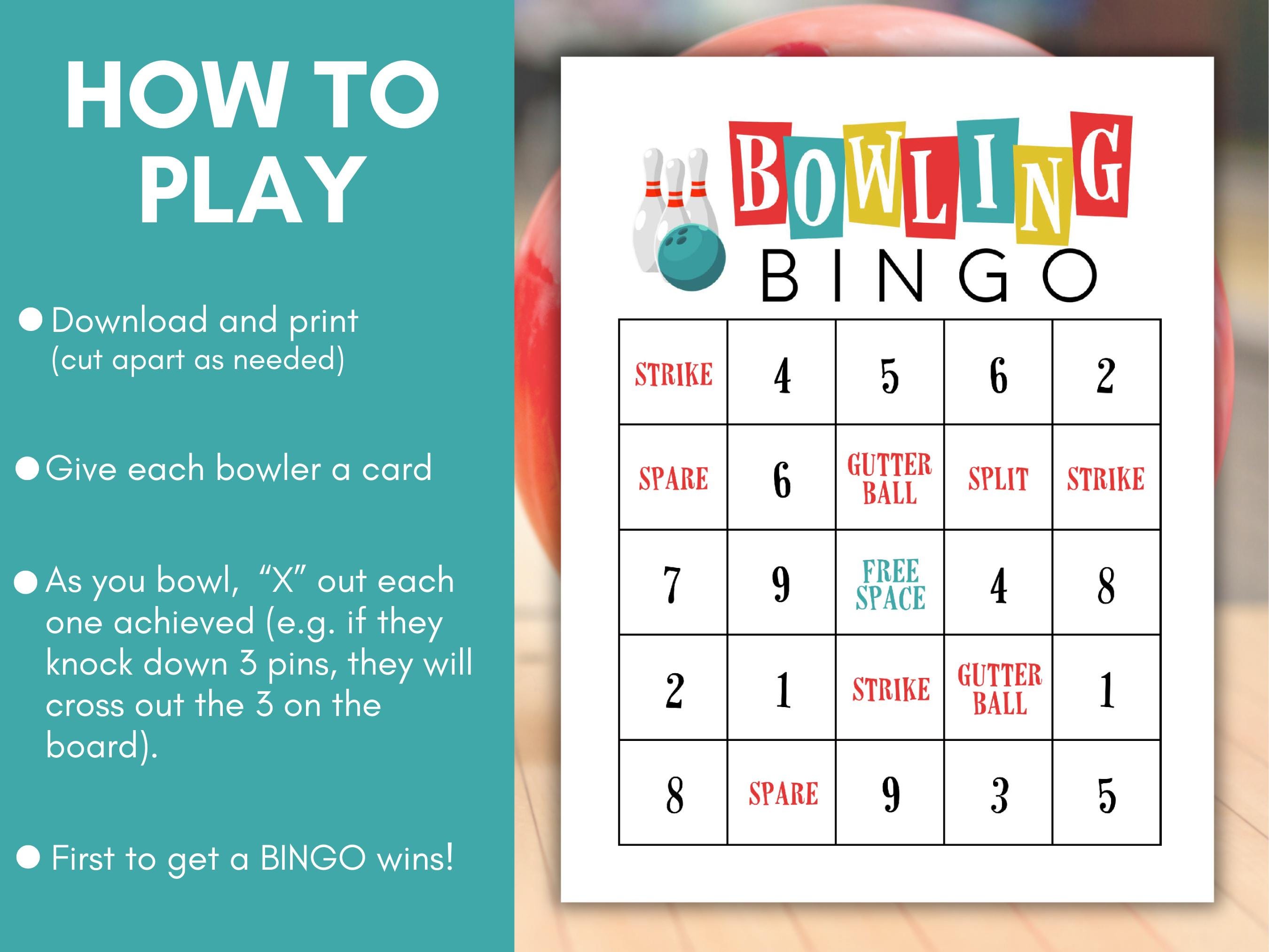 Bowling Bingo Cards, Bowling Game, Bowling Bingo Kids, Bowling Party ...