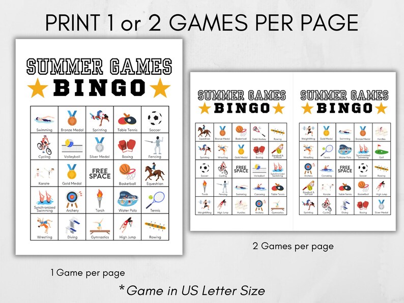 Summer Games Bingo, Sports Bingo Game, Summer Bingo, July Sports ...