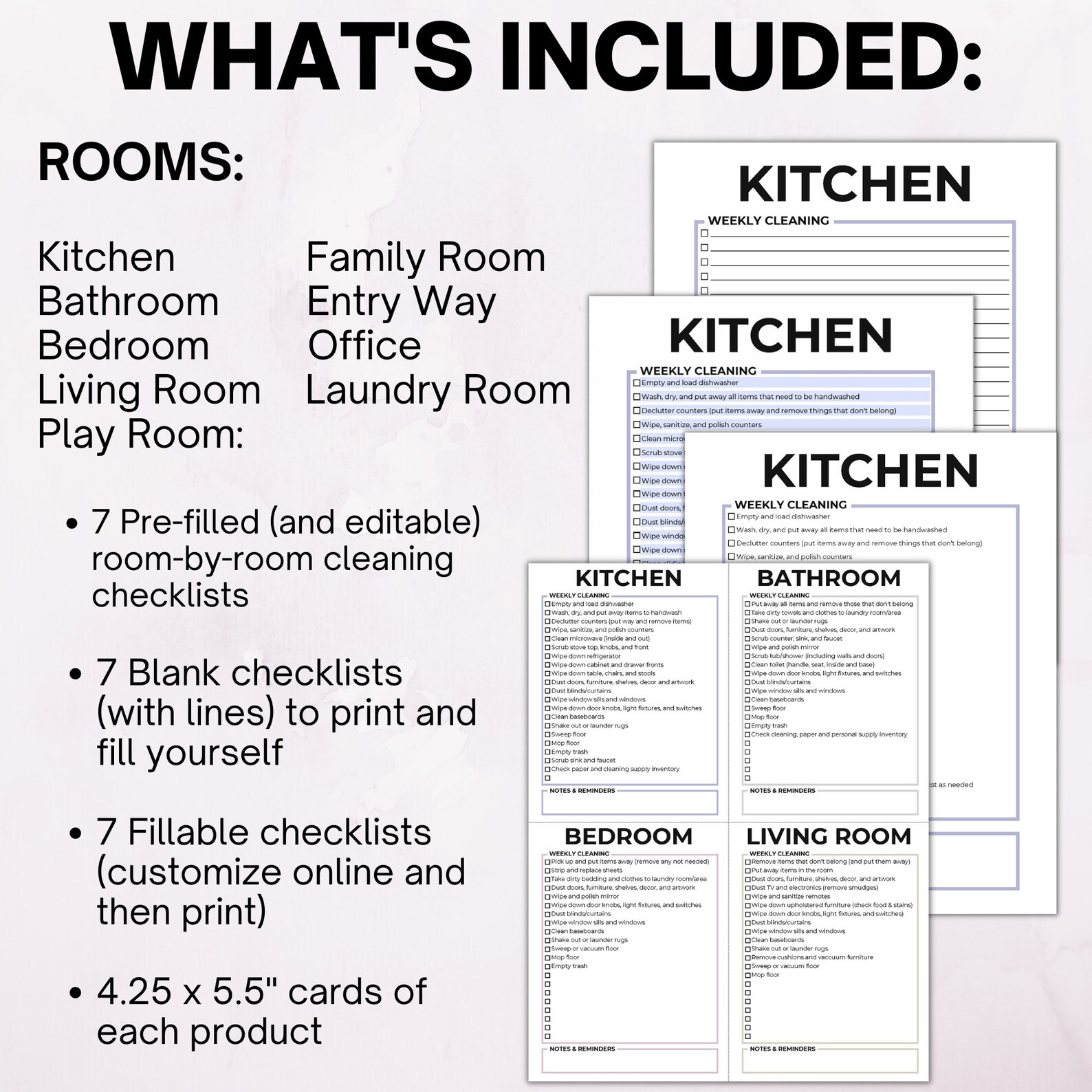 Editable Cleaning Checklist, Weekly Cleaning Checklist, Checklist Room ...