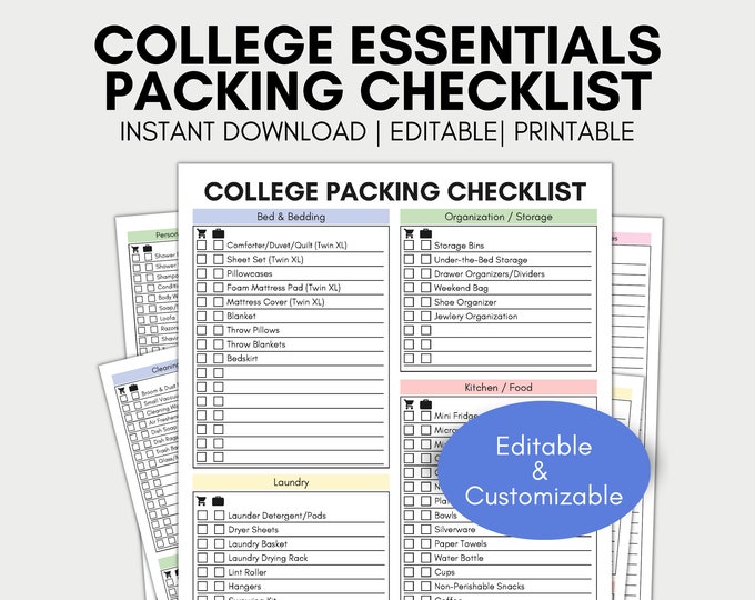 First Year College Packing List - Etsy Canada