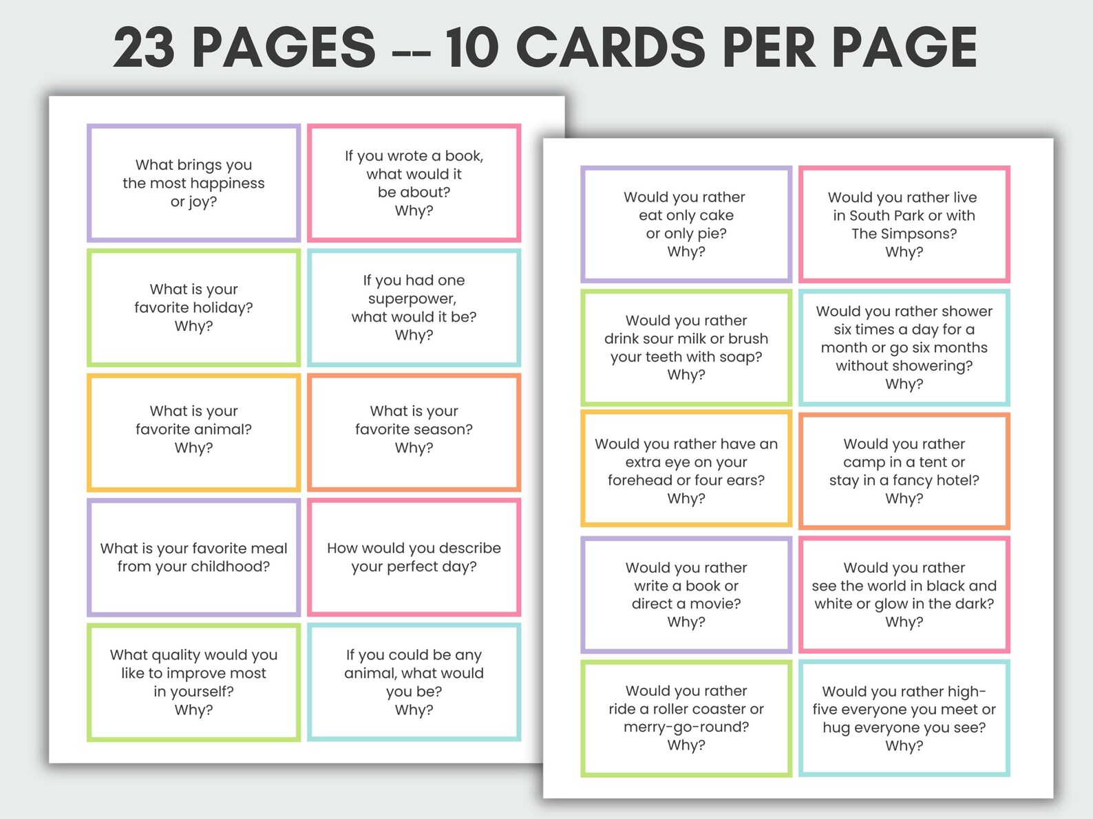 Conversation Cards Printable, Conversation Starters, Family ...
