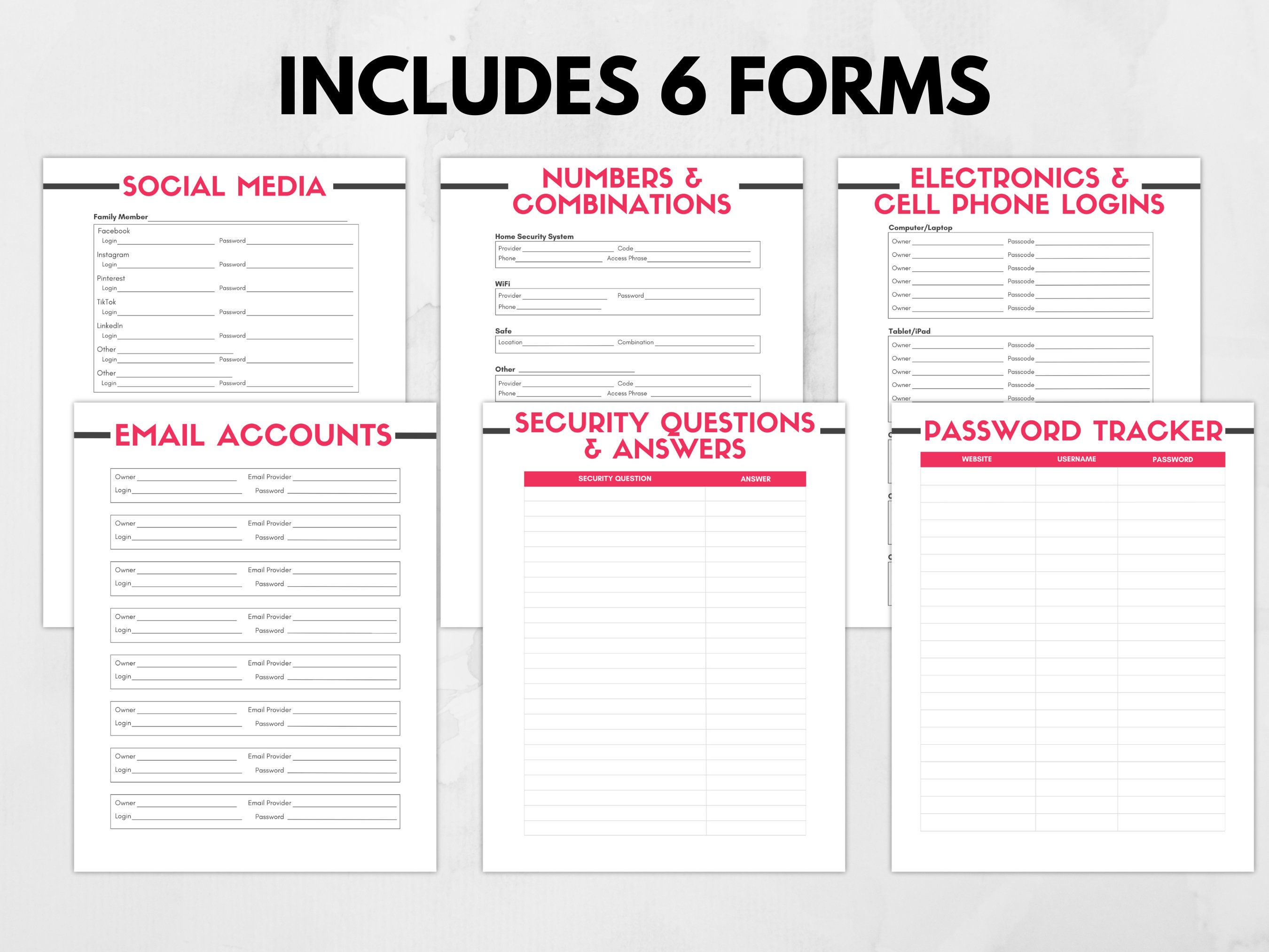 Printable Password Tracker System, Password Log, Digital Password ...