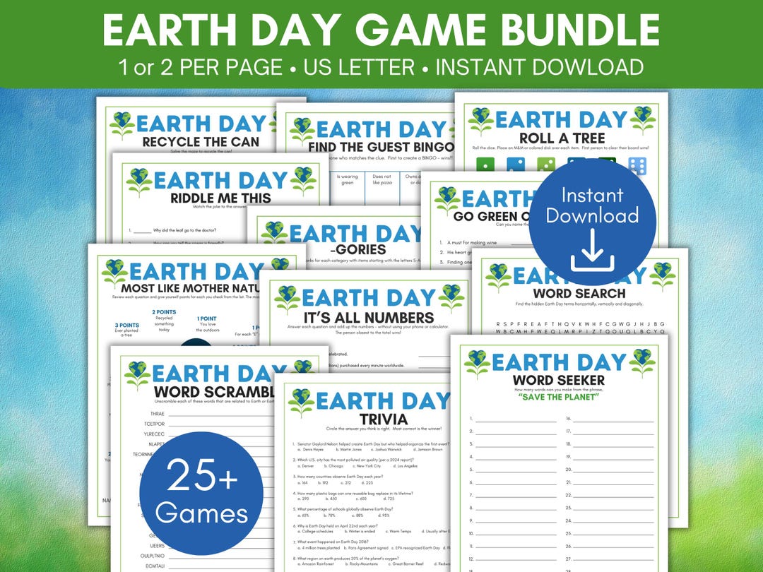 Earth Day Games Bundle, Earth Day Classroom Games, Office Party, Earth ...