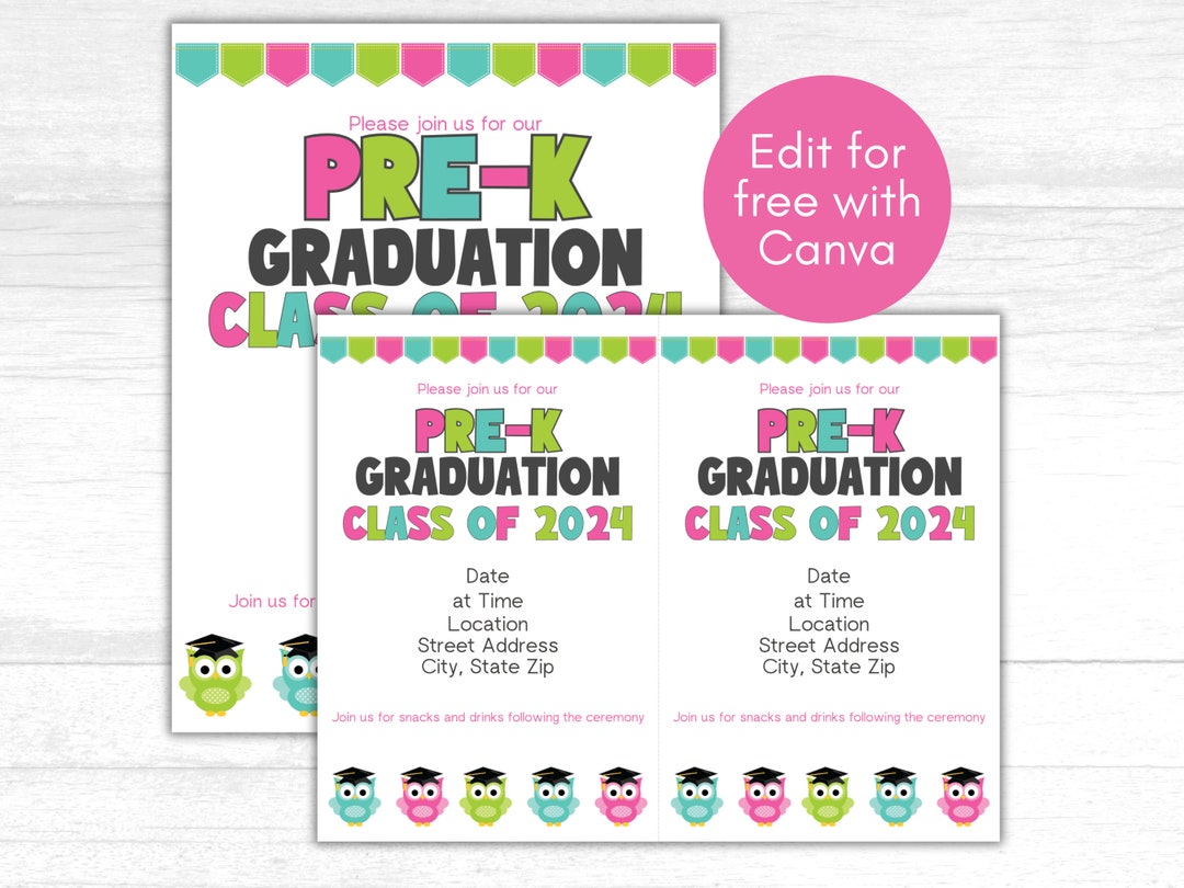 Pre-k Graduation Invitation, Editable Pre-k Graduation, Class ...