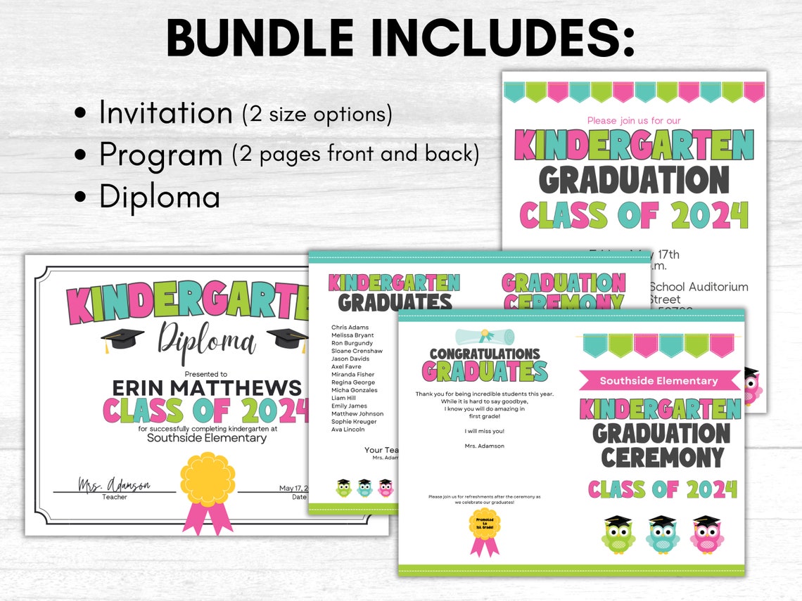 Kindergarten Graduation Templates, Graduation Program, Kindergarten ...