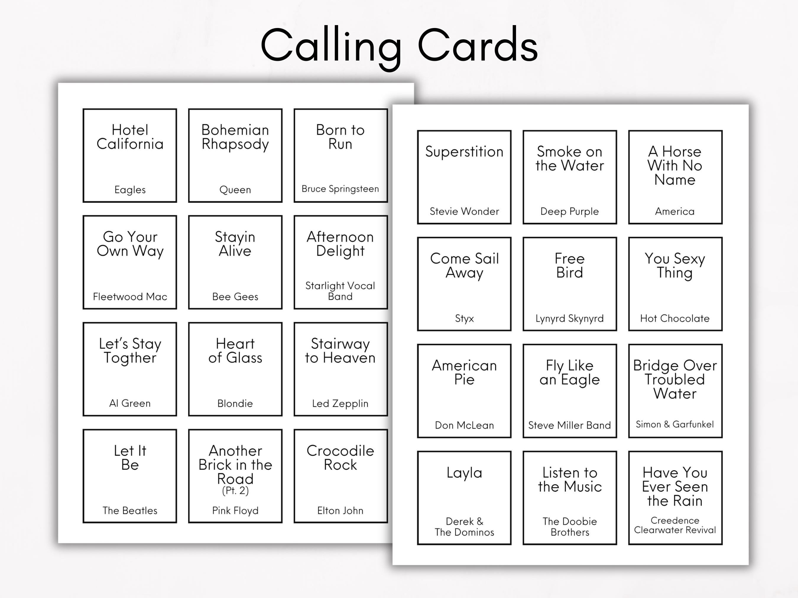 70s Music Bingo, 1970s Game, Music Bingo Game, 70s Party, 70s Party ...