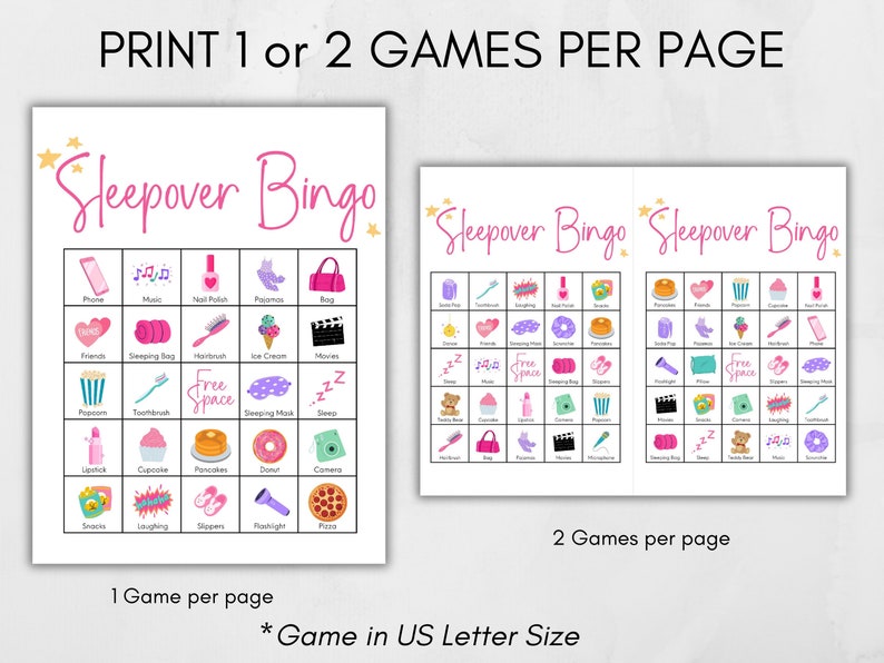 Sleepover Bingo, Sleepover Games, Slumber Party Games, Pajama Party ...