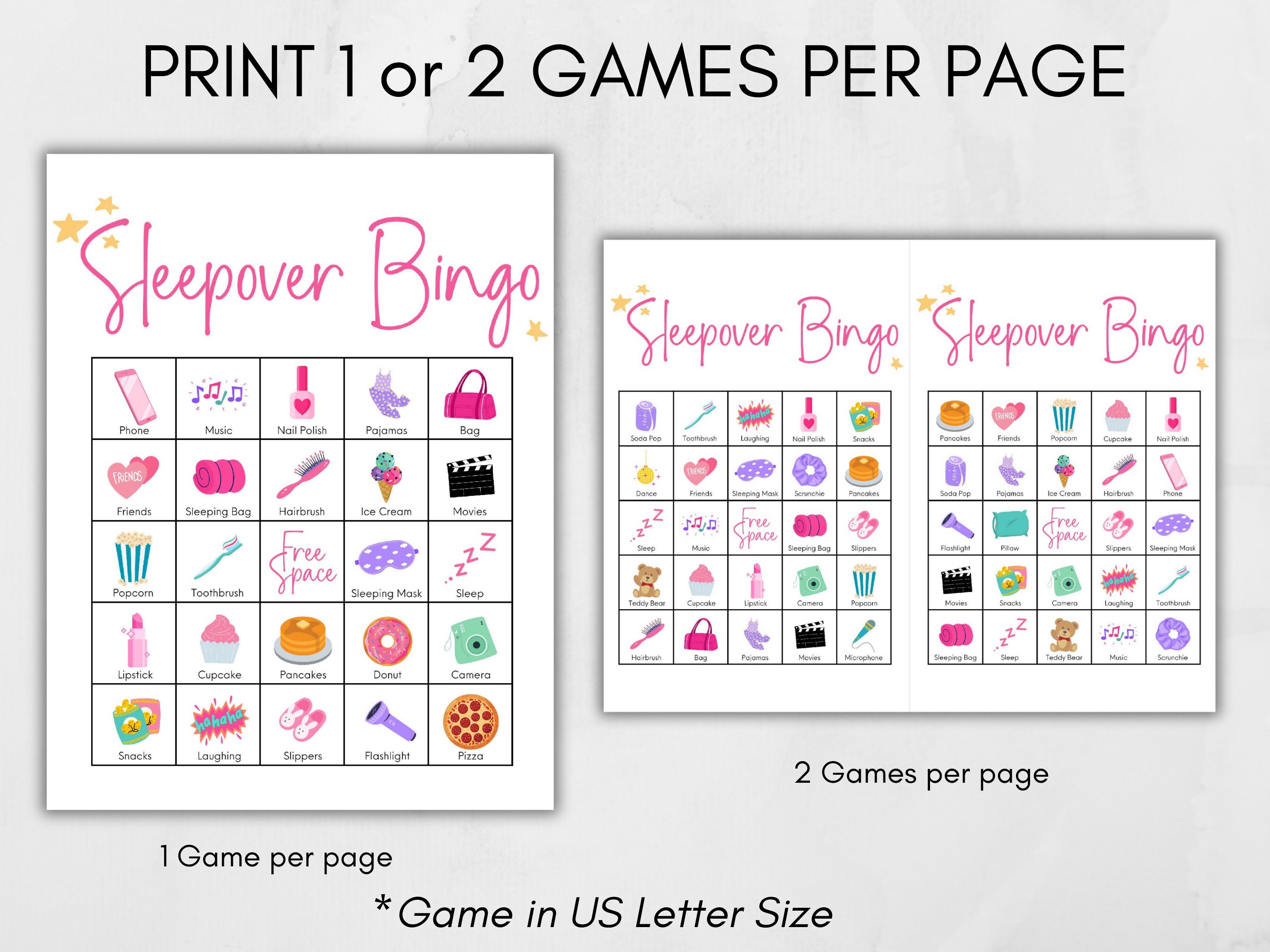 Sleepover Bingo, Sleepover Games, Slumber Party Games, Pajama Party ...