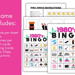 80s Bingo, 1980s Bingo, 80s Bingo Cards, Printable Bingo Cards, Retro ...
