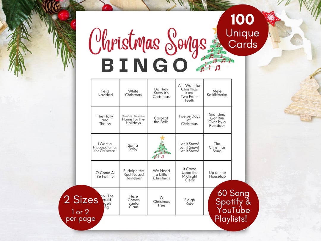 Christmas Music Bingo, Christmas Songs Bingo, Christmas Carols Bingo ...
