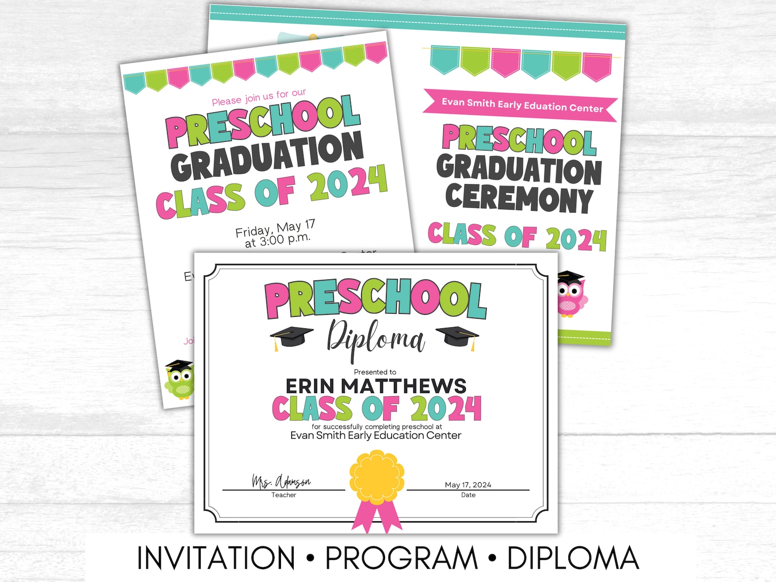 Preschool Graduation Templates, Prek Graduation Invite, Preschool ...