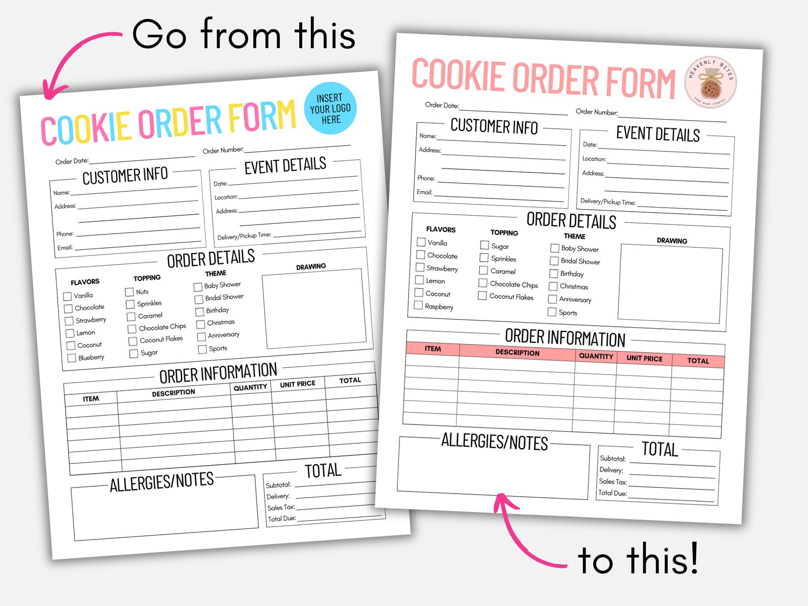 Cookie Order Form Template, Editable Canva Template, Bakery Form, Home ...