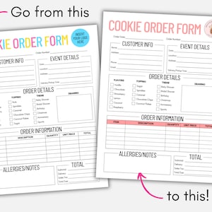 Cookie Order Form Template, Editable Canva Template, Bakery Form, Home ...