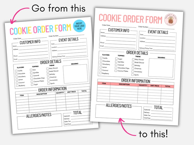 Cookie Order Form Template, Editable Canva Template, Bakery Form, Home ...