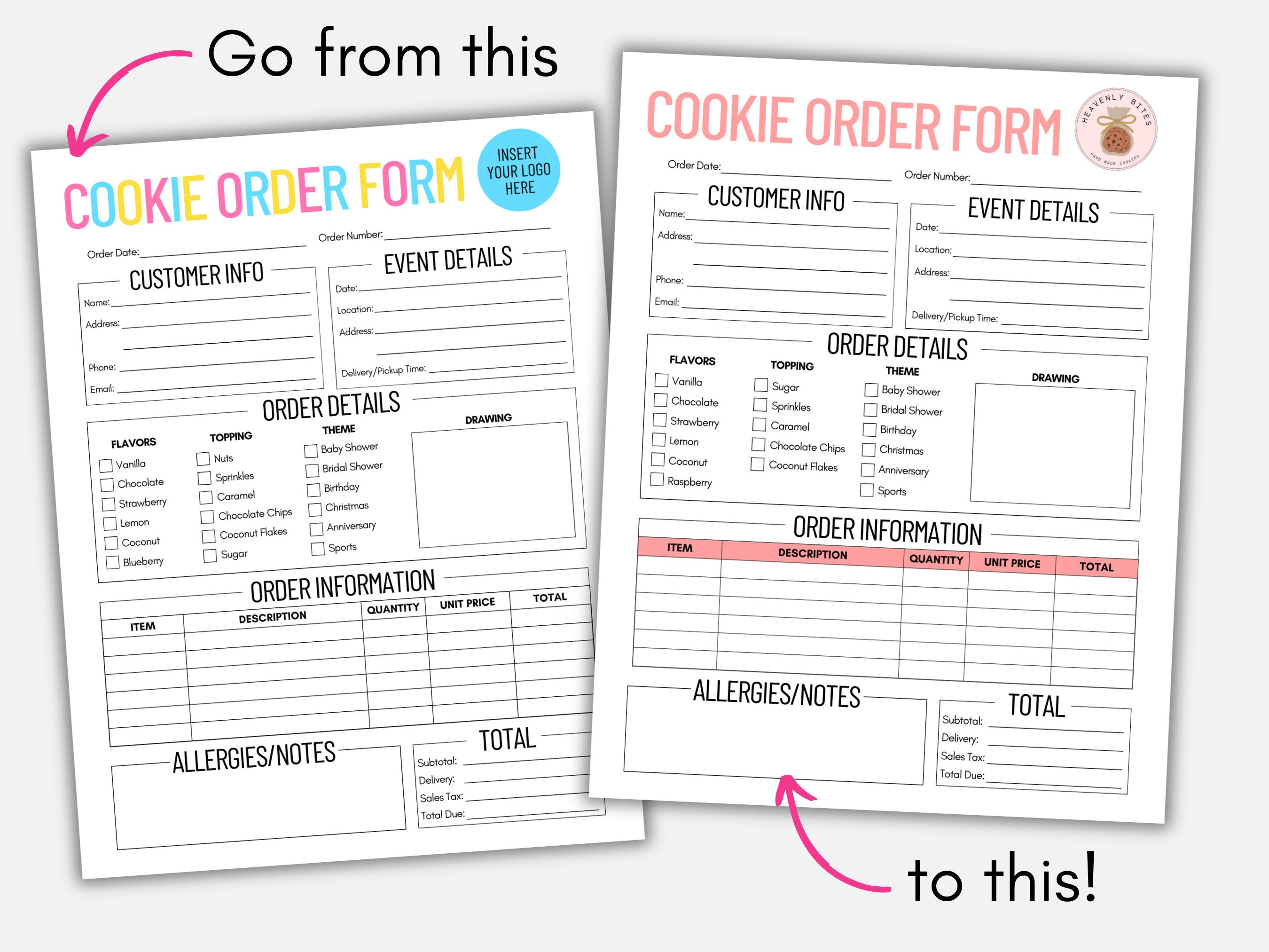 Cookie Order Form Template, Editable Canva Template, Bakery Form, Home ...