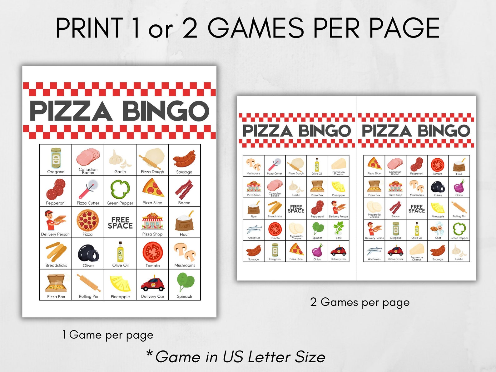 Pizza Bingo, Pizza Party Bingo, Pizza Party Game, Printable Bingo Game ...