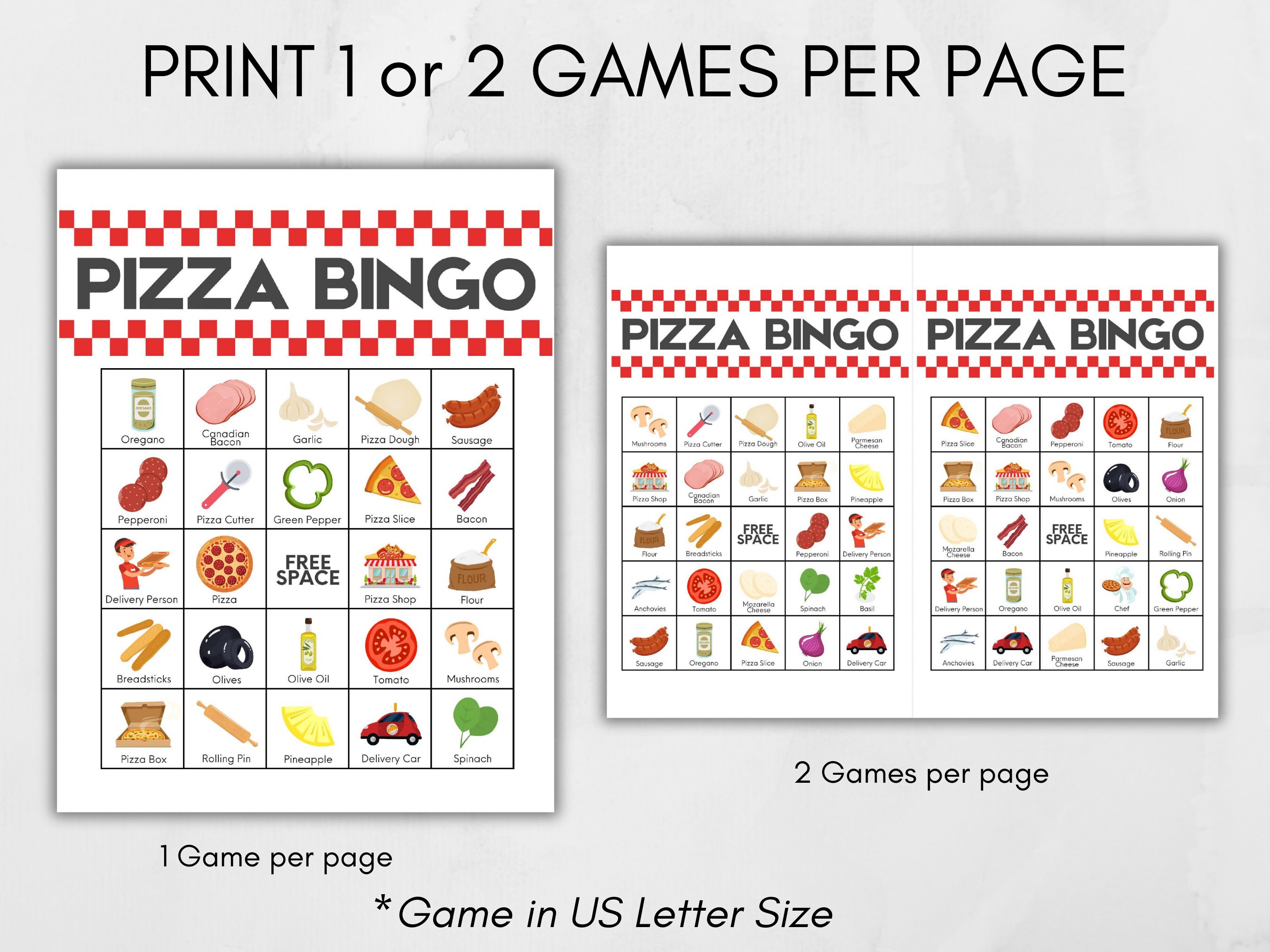 Pizza Bingo, Pizza Party Bingo, Pizza Party Game, Printable Bingo Game ...