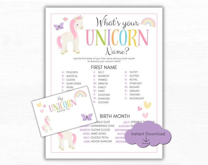 Unicorn Name Tags, Printable Unicorn Name Stickers, Unicorn Name Labels ...