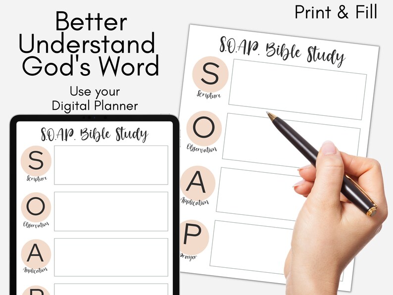 SOAP Bible Study Printable Template, Printable Bible Study Guide, Bible ...