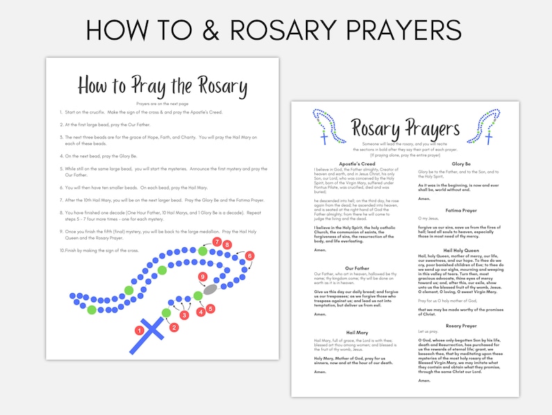 How to Pray the Rosary, Catholic Kids Printable Prayer, Printable PDF ...