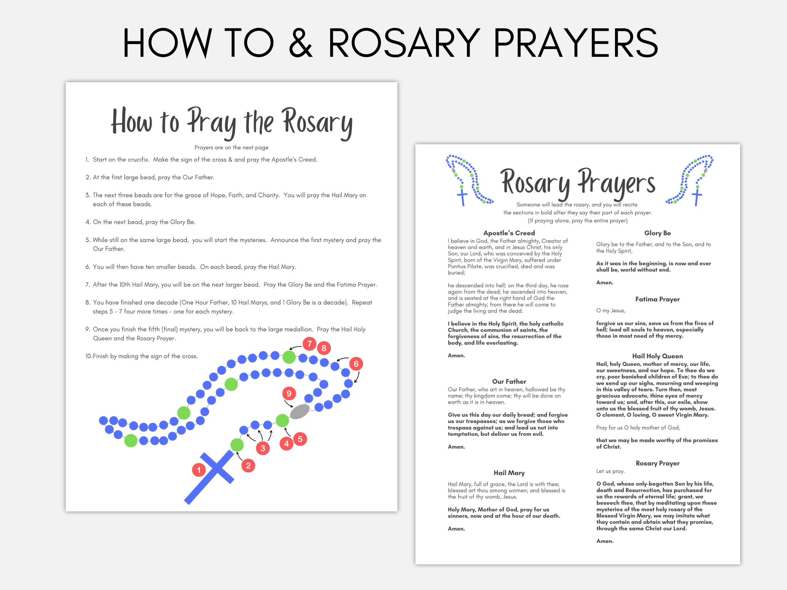 How to Pray the Rosary, Catholic Kids Printable Prayer, Printable PDF ...