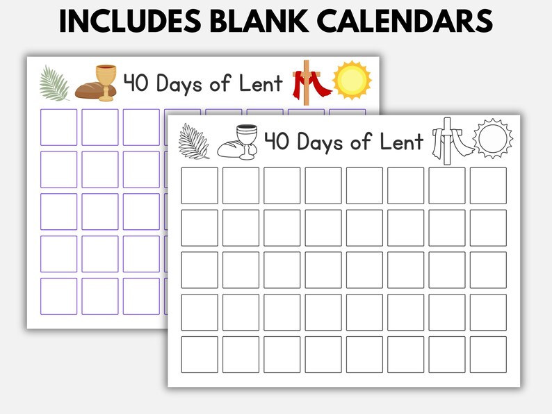 Lent Calendar 2026, Kids Easter Countdown Calendar, 40 Days of Prayer ...