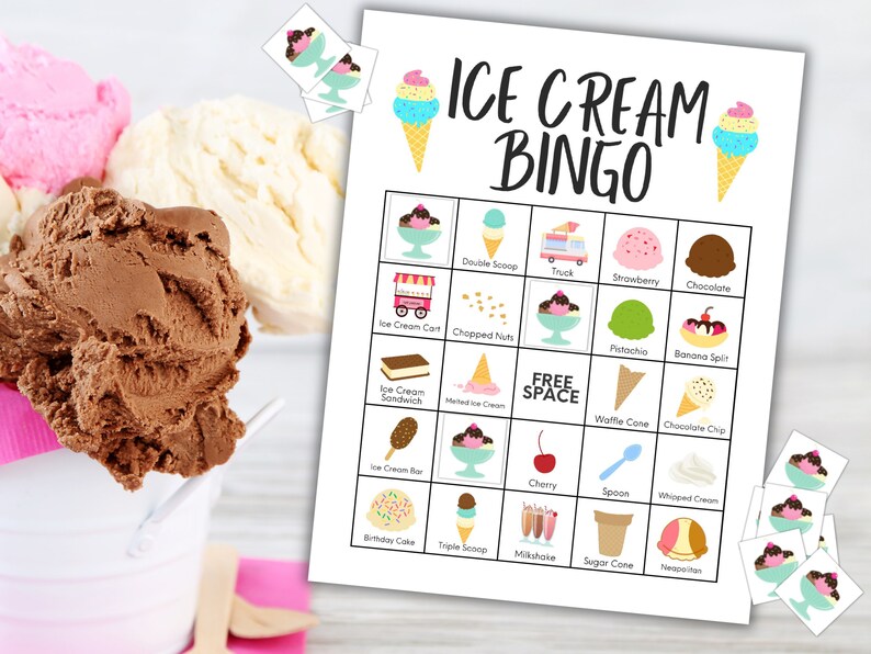 Ice Cream Bingo, Ice Cream Shop Bingo, Printable Bingo Cards, Ice Cream ...