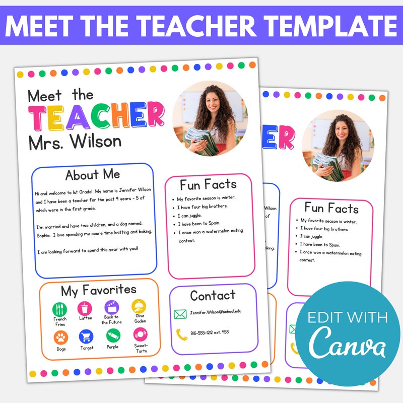 Meet the Teacher Template - Etsy