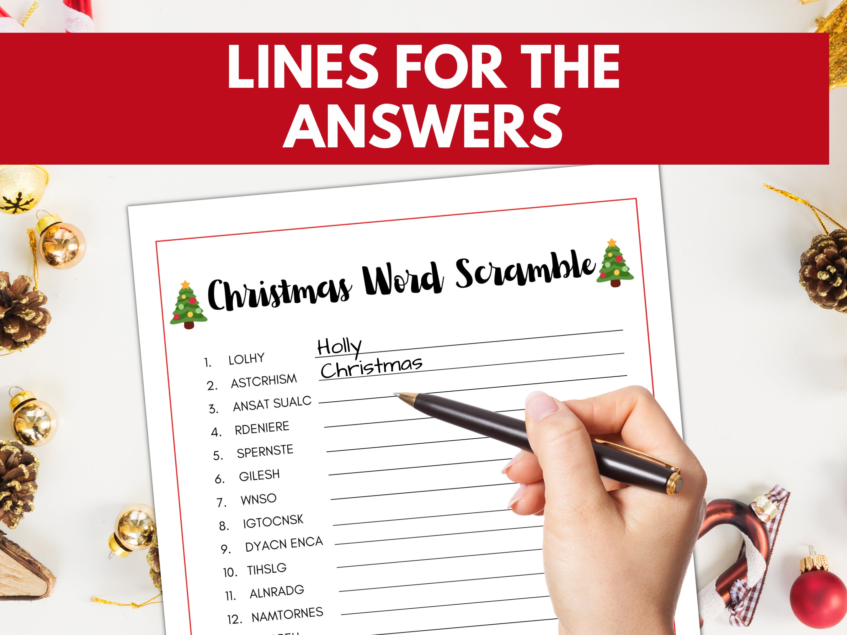 Christmas Word Scramble, Word Scramble Printable, Christmas Activity ...