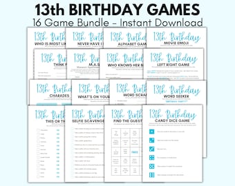 TEEN Birthday Printable Games | Girl Birthday Fun Games, Sweet 16, 13th ...