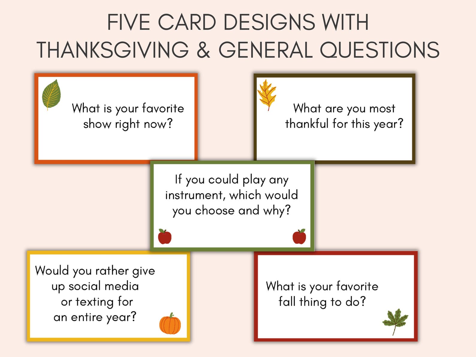 Thanksgiving Conversation Cards, Thanksgiving Conversation Starters ...