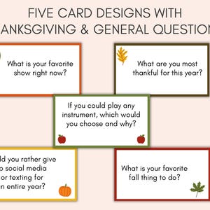 Thanksgiving Conversation Cards, Thanksgiving Conversation Starters ...