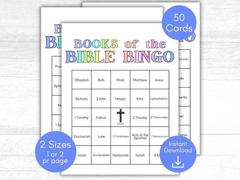 Bible Bingo, Books of the Bible Bingo Game, Christian Bingo, Church ...
