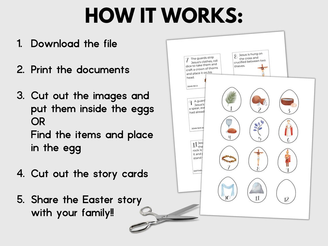Resurrection Eggs Printable, Printable Easter Story Cards, Bible Verse ...