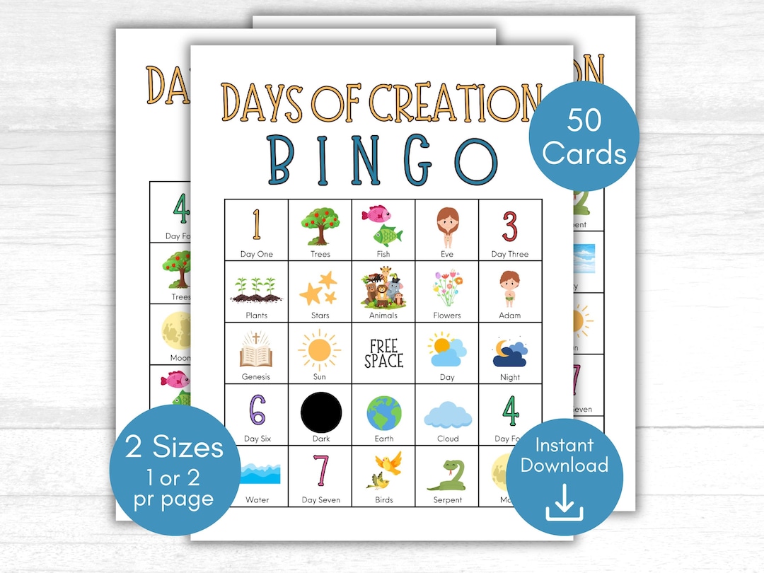 Days of Creation Bingo, Bible Bingo for Youth, Kids Bible Bingo, Bible ...