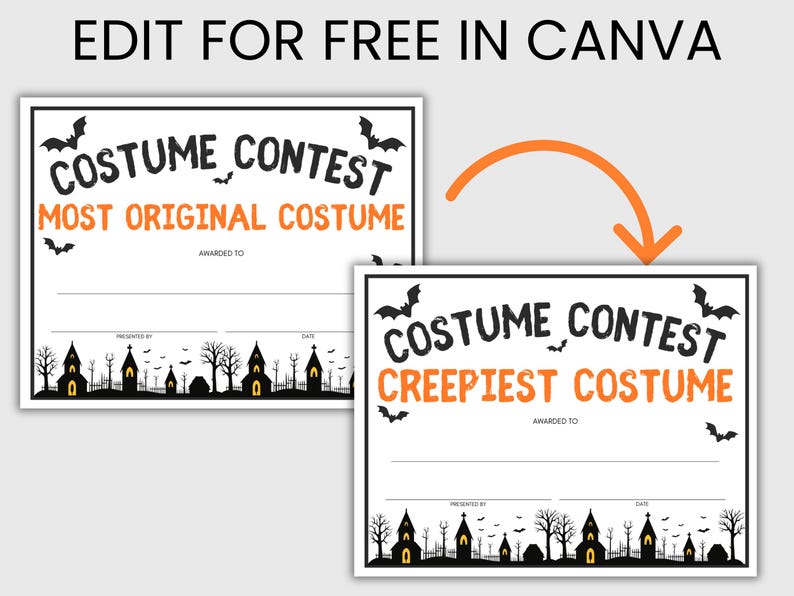 Halloween Costume Award, Halloween Costume Contest Awards, Costume ...