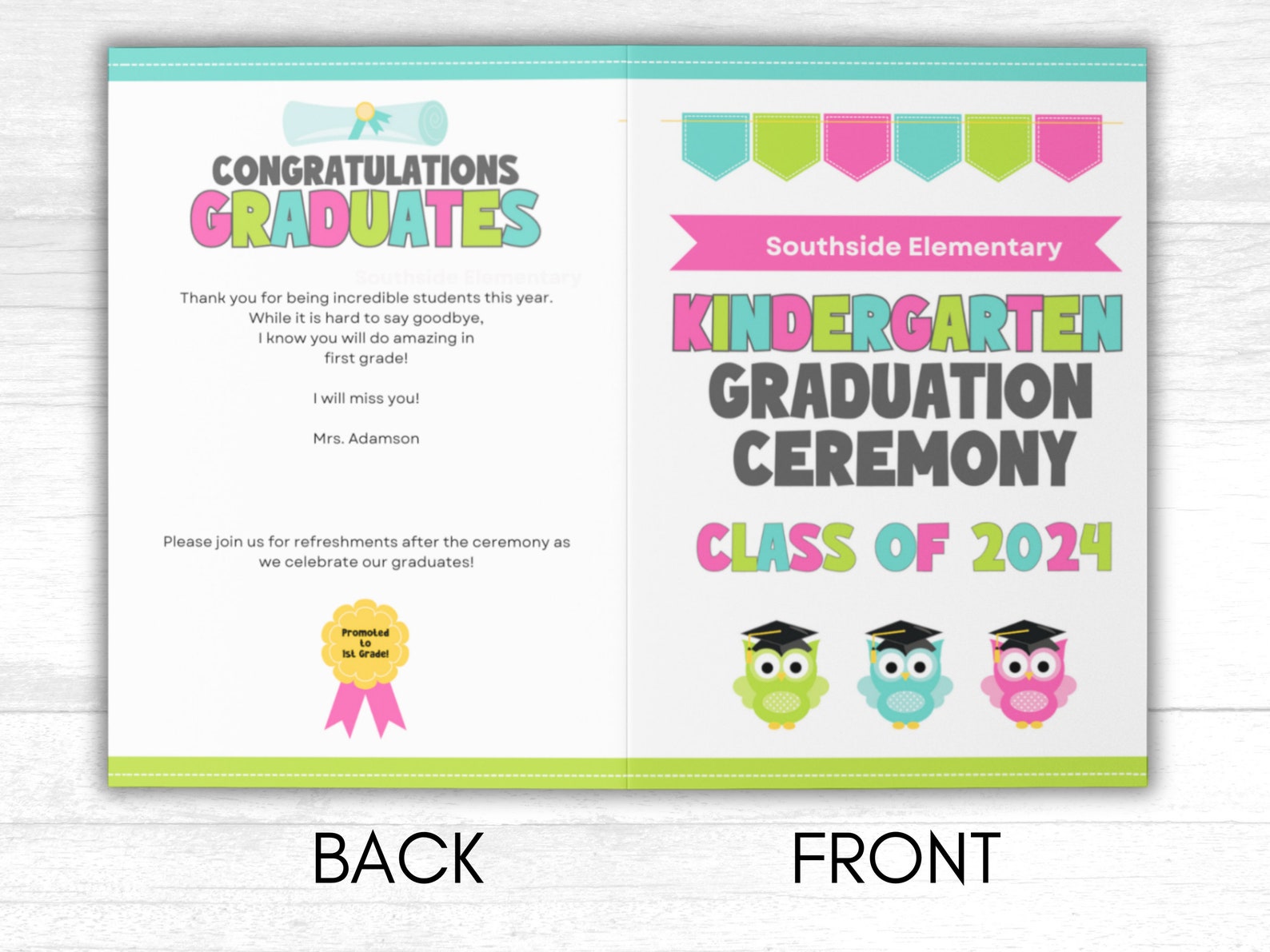 Kindergarten Graduation Program Template, Graduation Program for ...