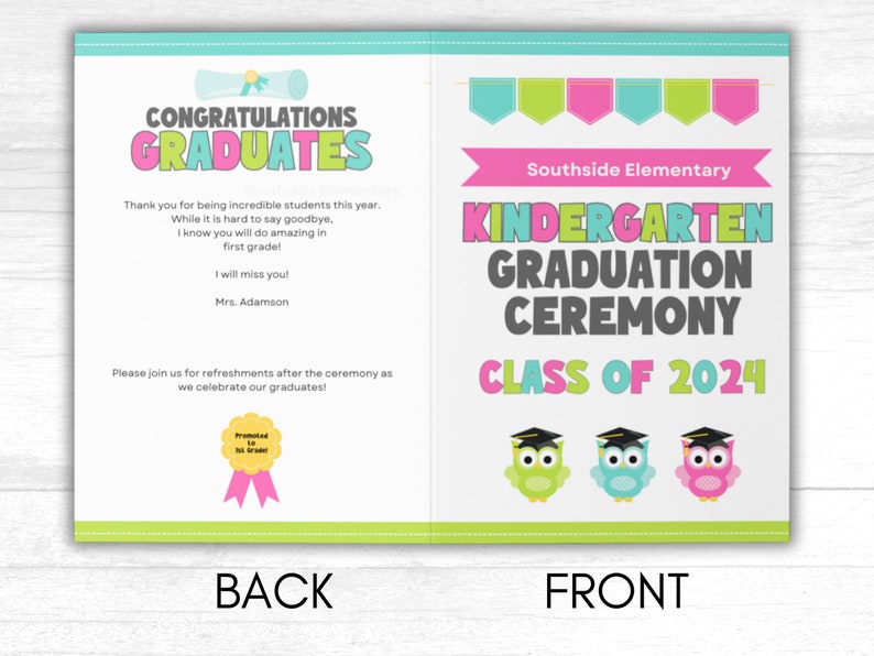 Kindergarten Graduation Program Template, Graduation Program for ...