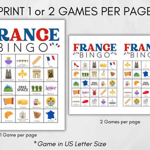 France Bingo, France Bingo Cards Printable Game, Paris France Travel ...