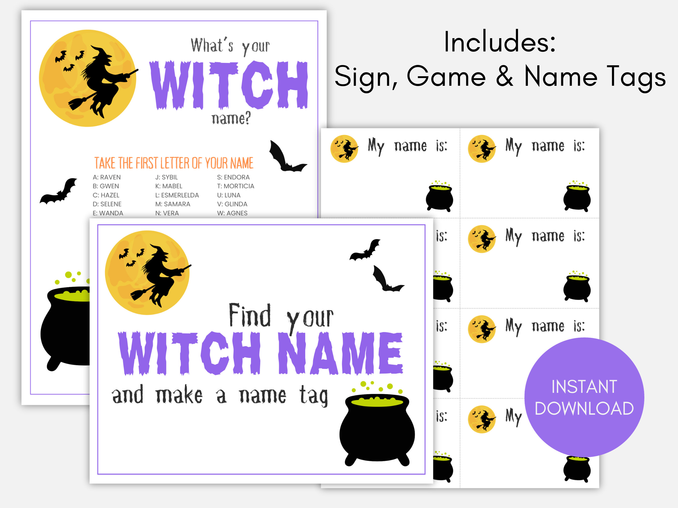 What's Your Witch Name Game, Halloween Party Games, Witch Halloween ...