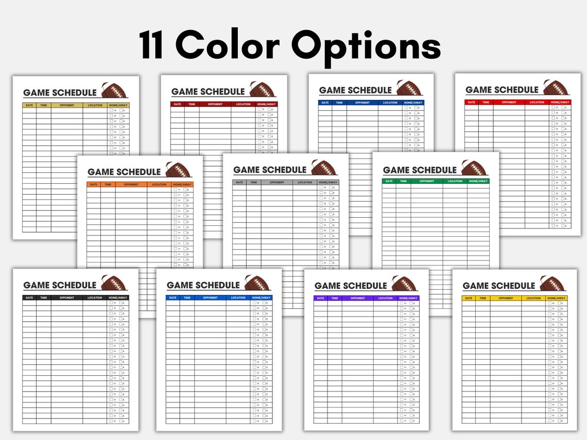 Editable Football Game Schedule Template, Football Schedule Template ...