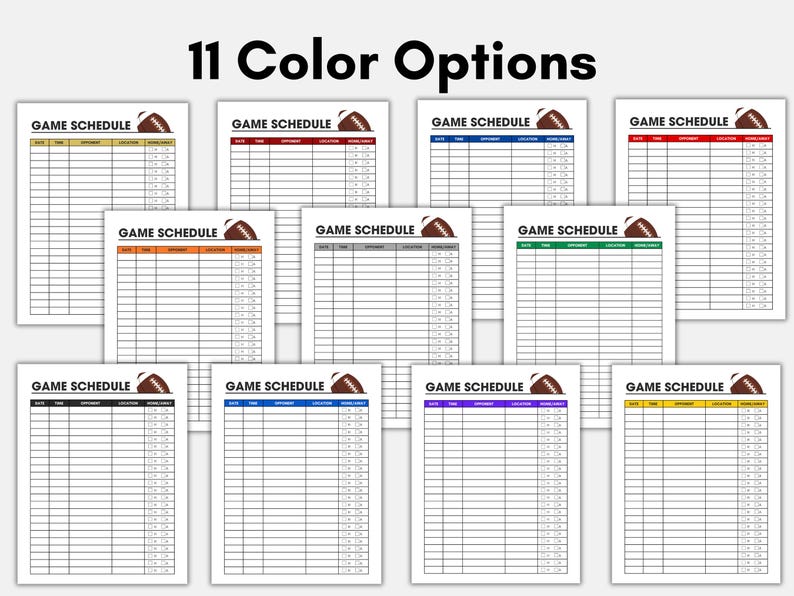 Editable Football Game Schedule Template, Football Schedule Template ...