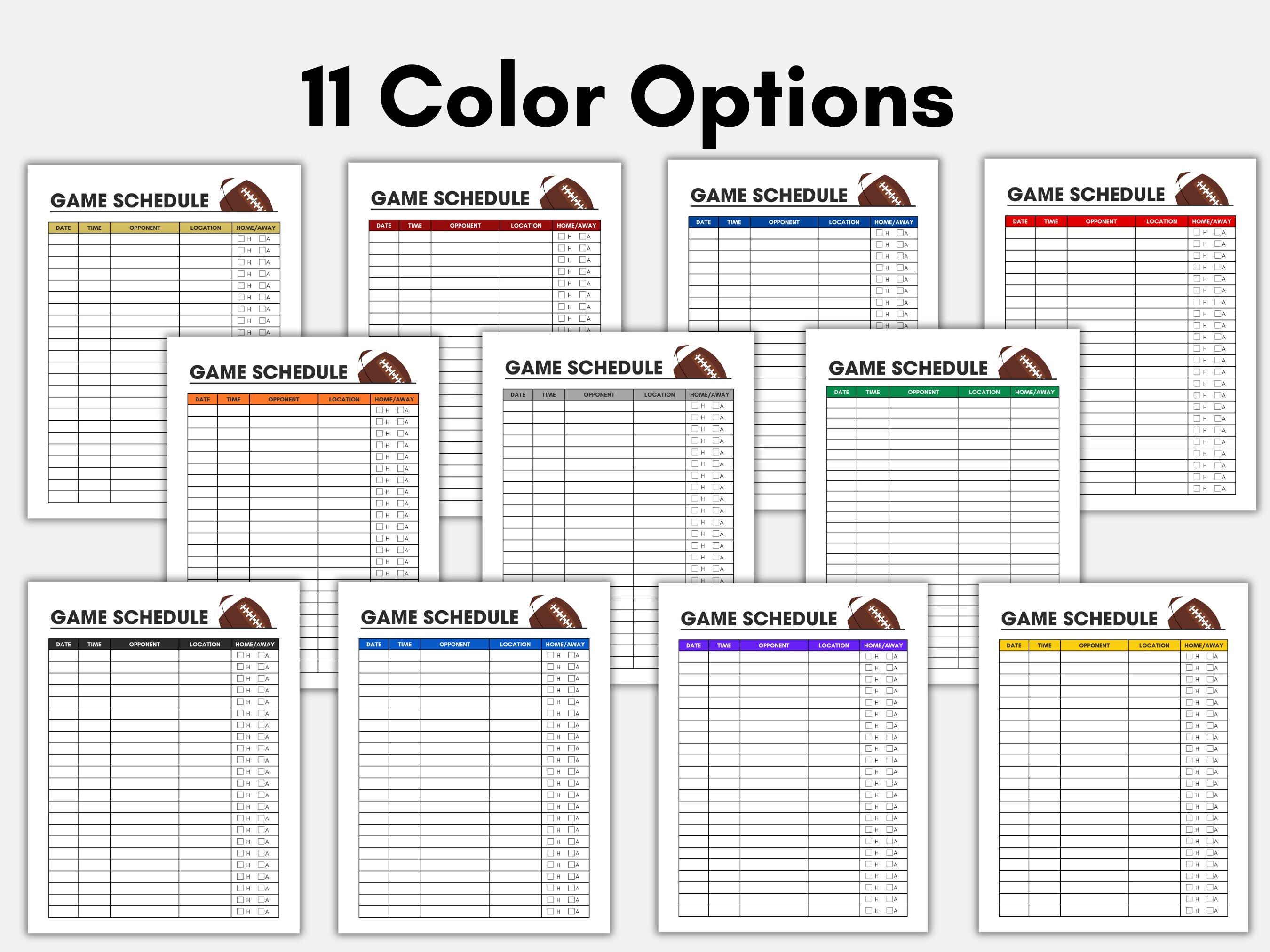 Editable Football Game Schedule Template, Football Schedule Template ...