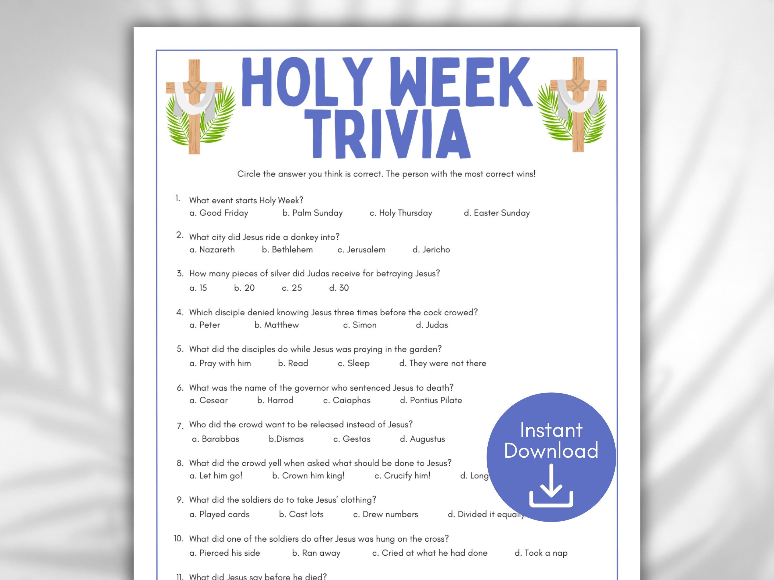 Holy Week Trivia, Resurrection Trivia Questions, Easter Story Trivia ...
