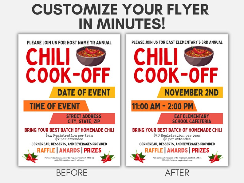 Editable Chili Cook off Flyer, Chili Cook off Invitation, Office Chili ...