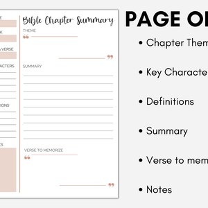 Bible Chapter Summary Template Printable Bible Chapter - Etsy