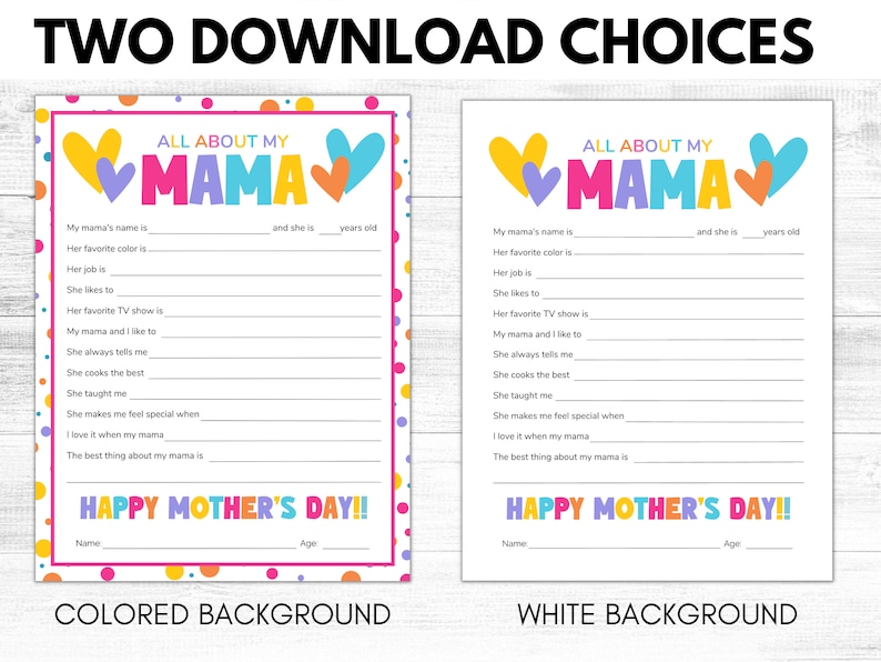 All About My Mama Printable, Mother's Day Gift, All About Mom Keepsake ...